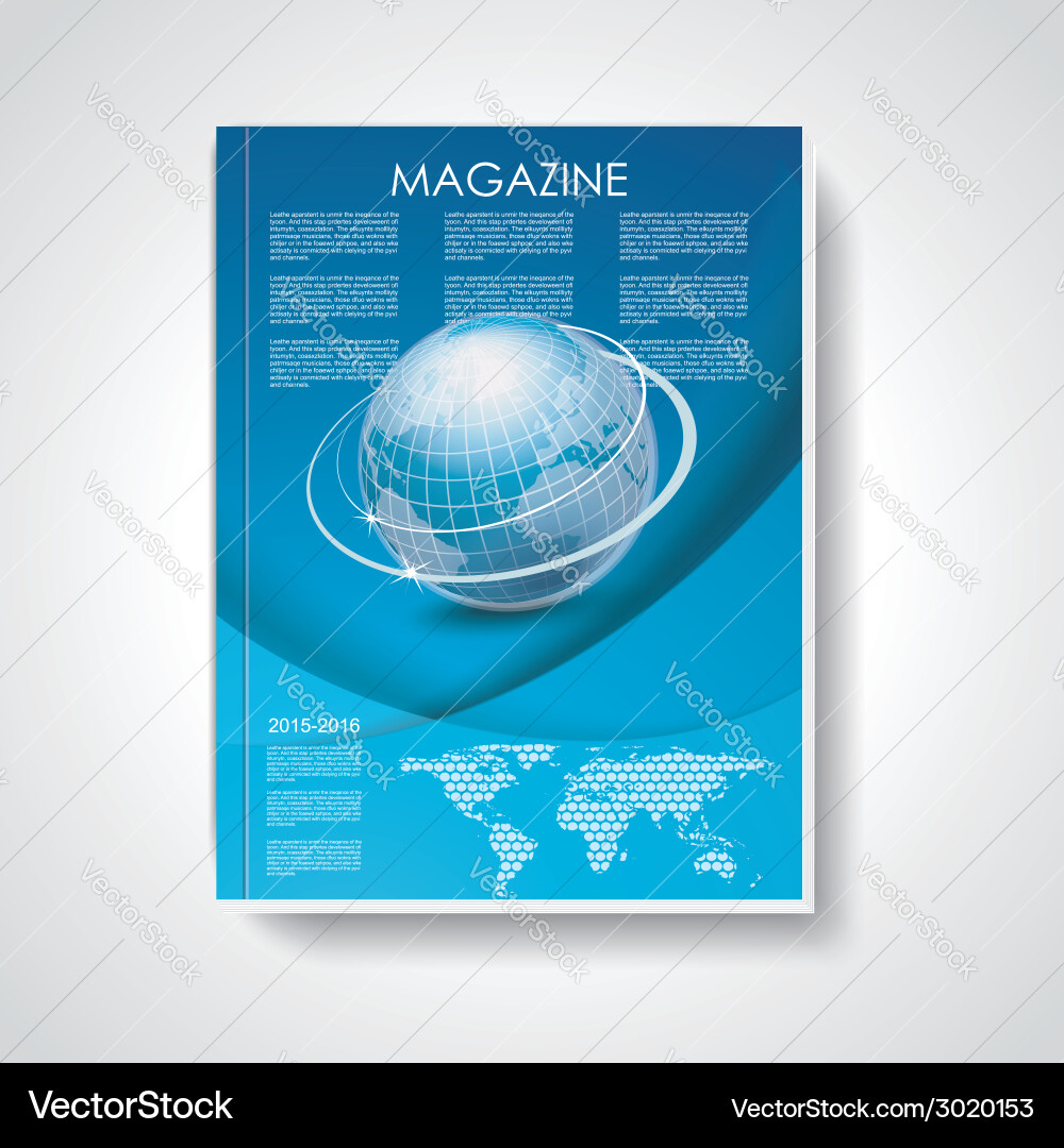 Magazine or brochure cover with world map Vector Image