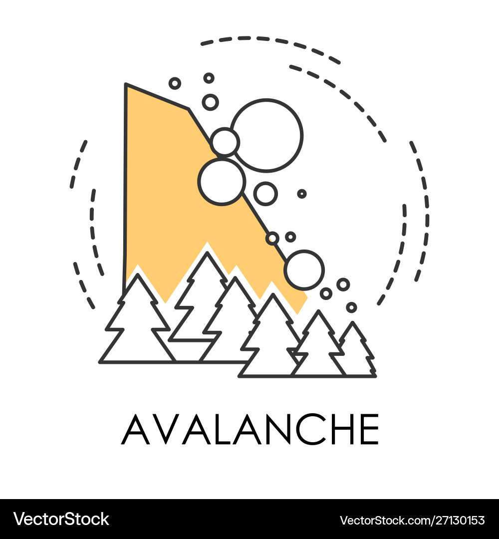 Snowslide or avalanche natural disaster isolated Vector Image