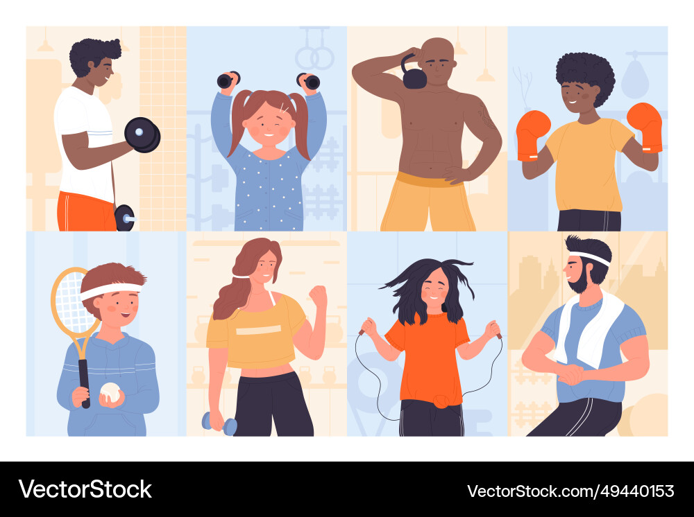 Sport workout and healthy physical exercises Vector Image
