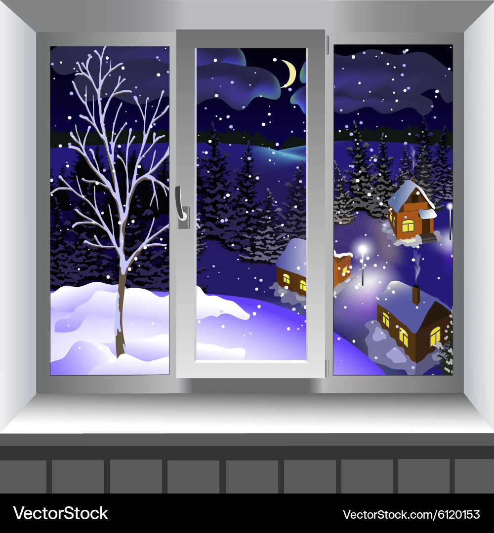 View from window of landscape winter Royalty Free Vector