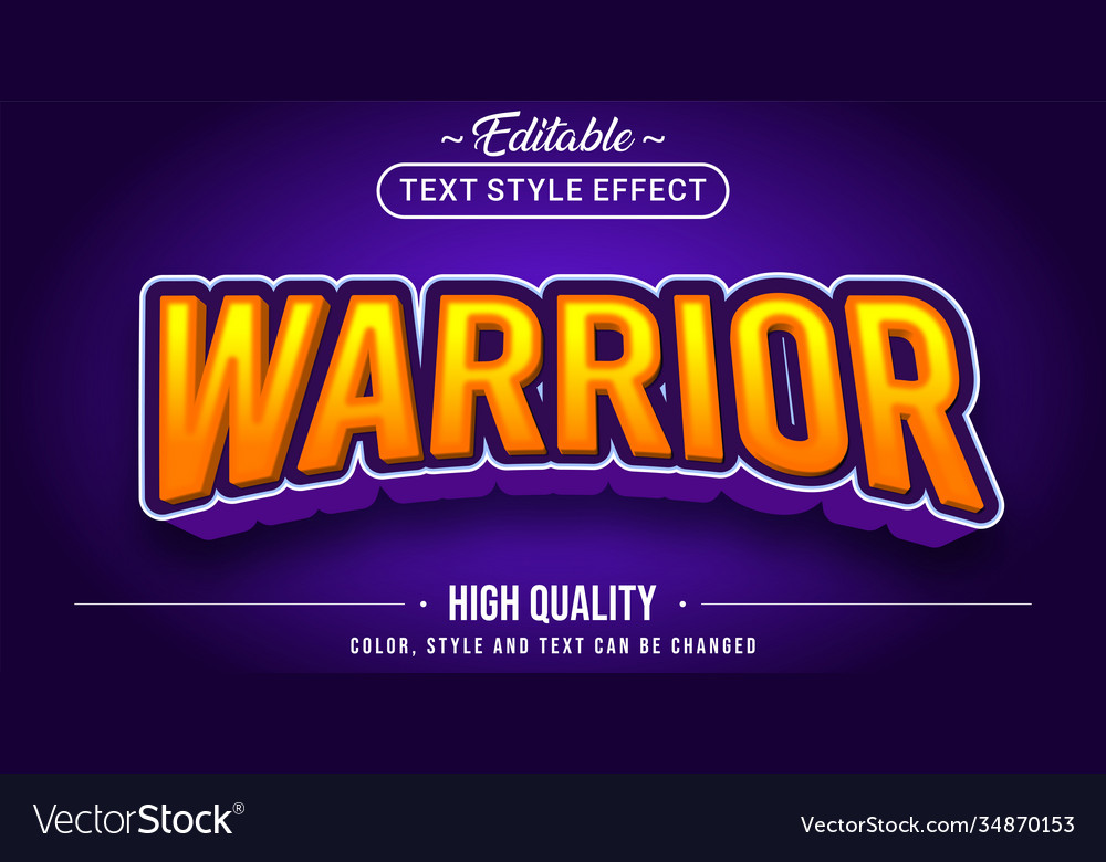 Warrior text effect - editable text effect Vector Image