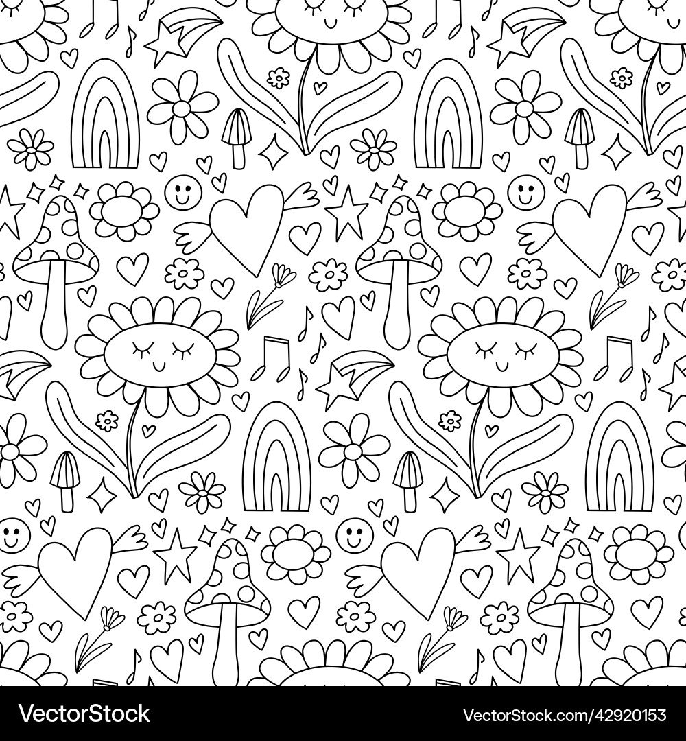 Y2k doodle clip art elements seamless pattern Vector Image