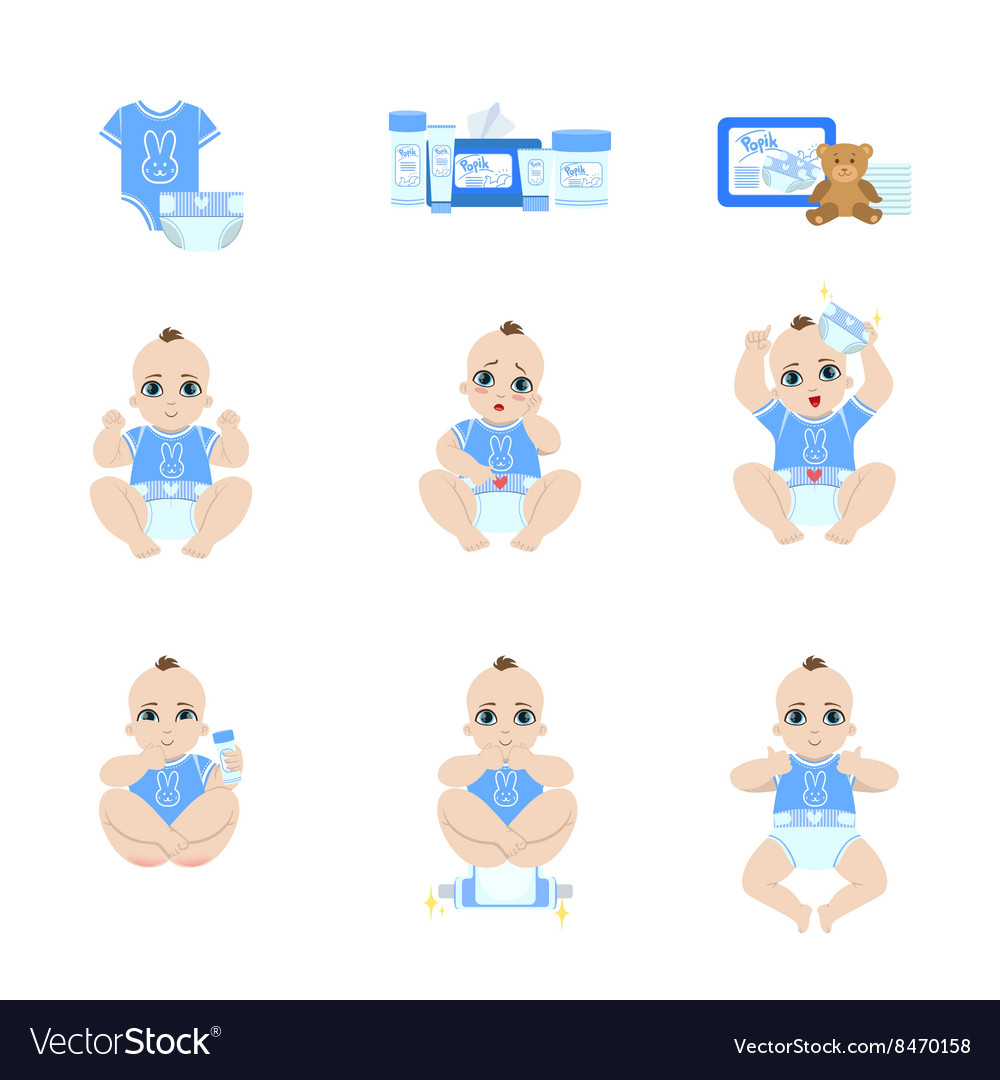 Baby Diaper Changing Sequence Royalty Free Vector Image