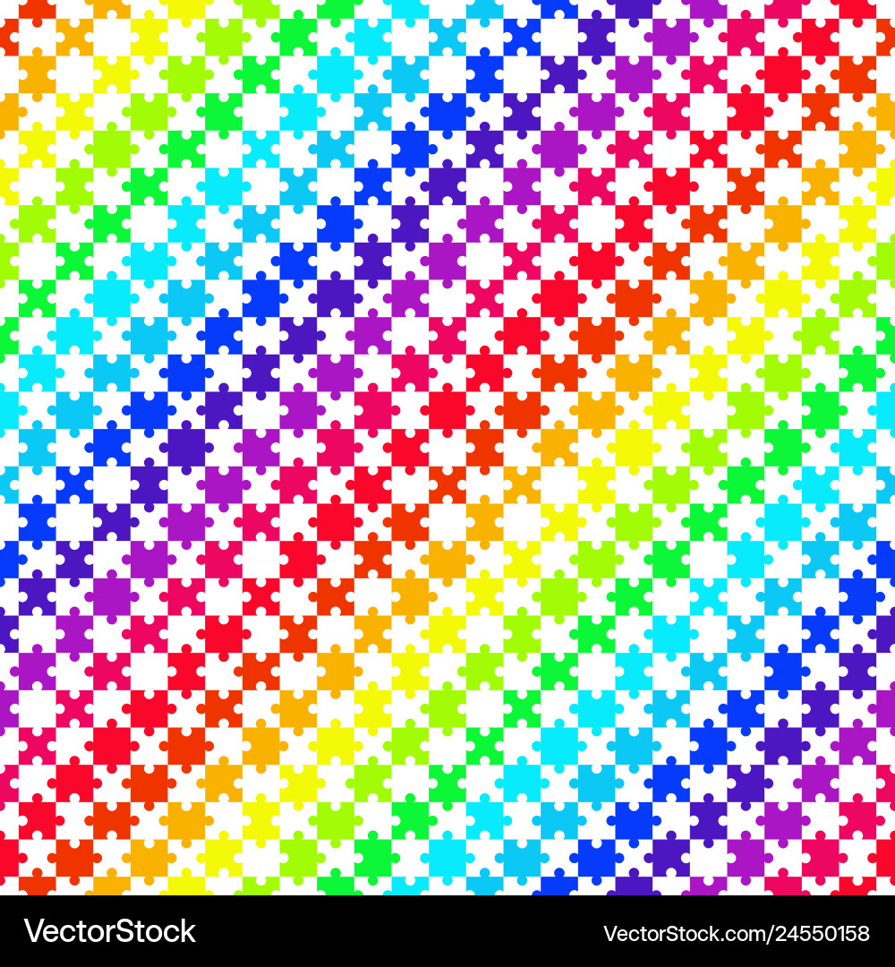 Bright seamless rainbow puzzle pattern Royalty Free Vector