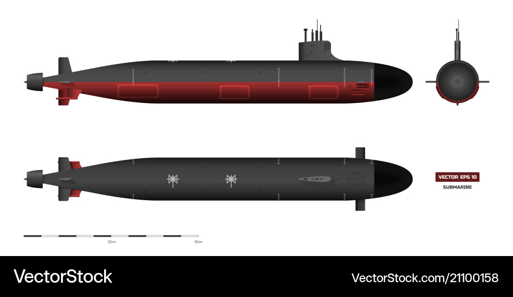 Detailed image submarine military ship Royalty Free Vector