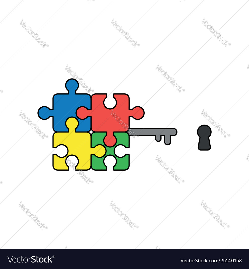Icon concept four part connected jigsaw puzzle Vector Image