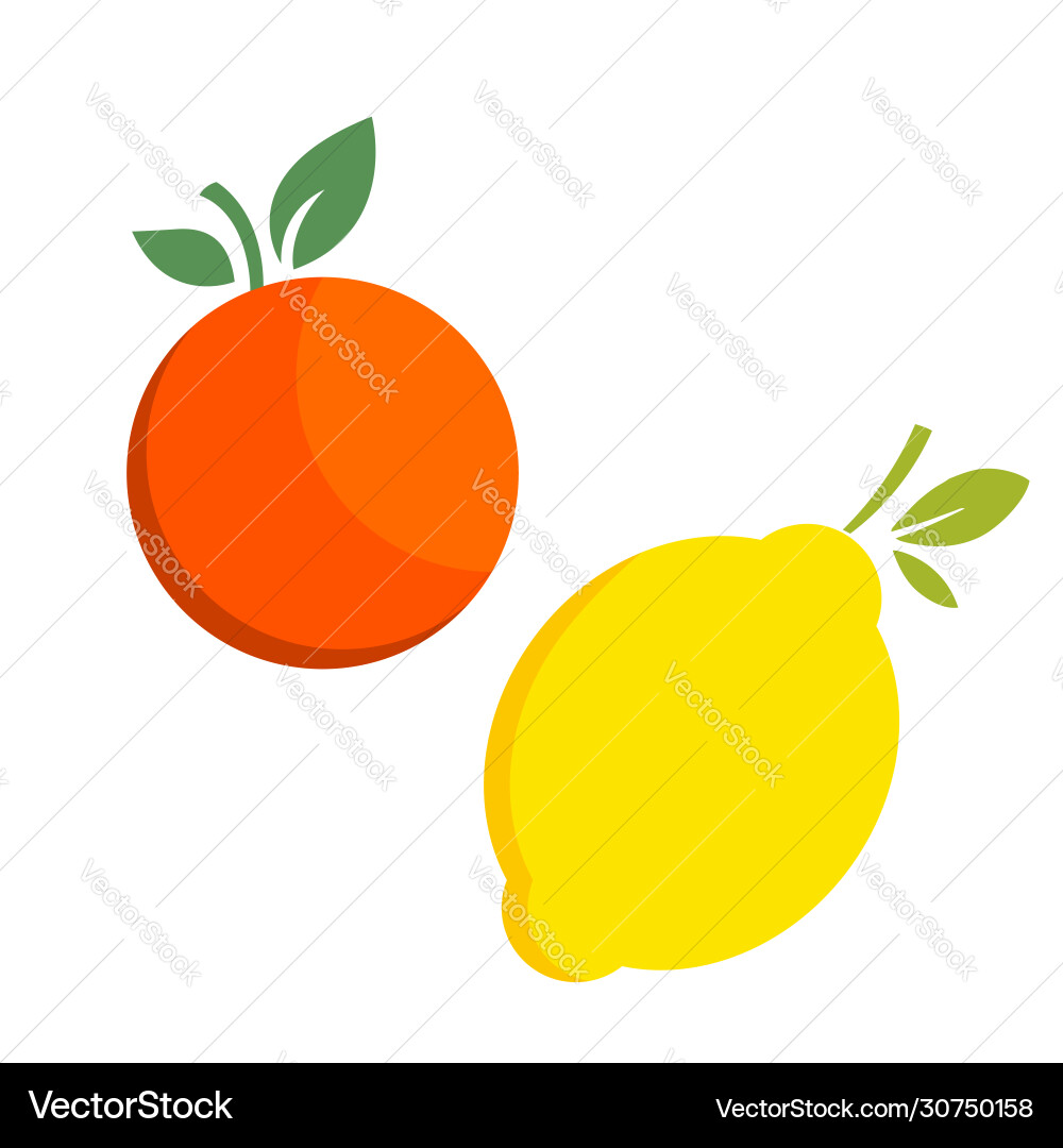 Lemon orange citrus fruit icon bright art Vector Image