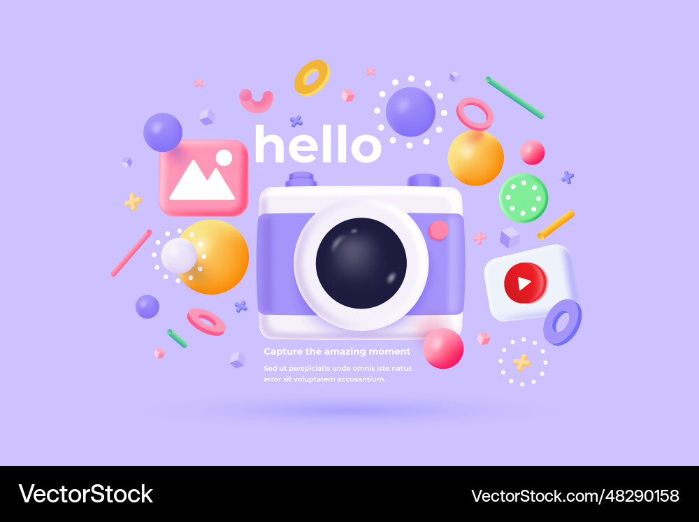 Modern 3d of photo studio concept Royalty Free Vector Image