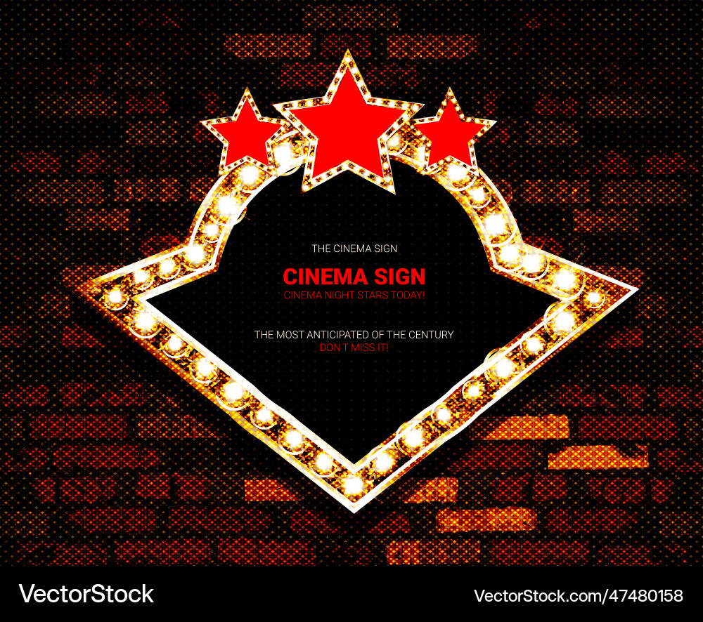 Now showing announcement board with bulb frame Vector Image