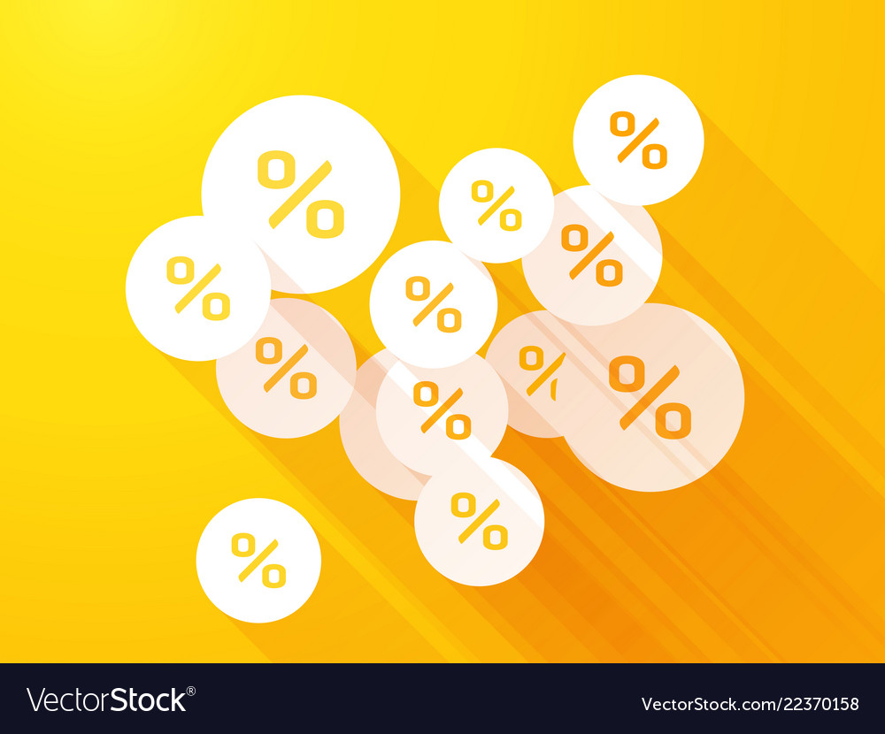 Percent discounts on orange yellow background Vector Image