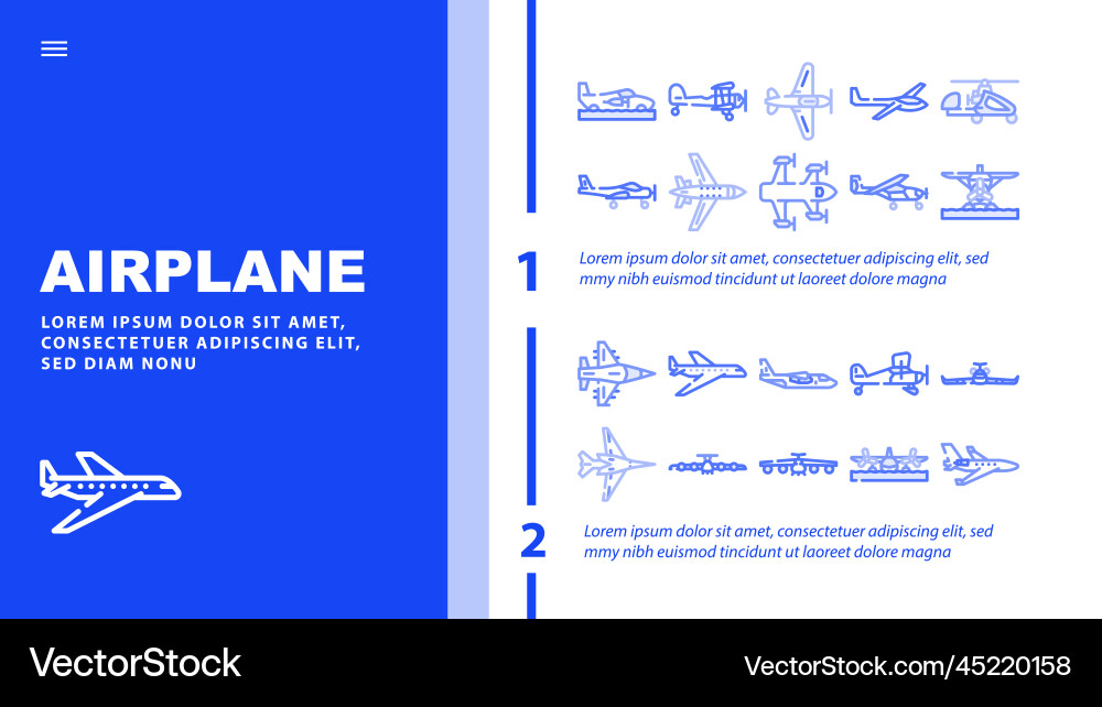 Plane flight travel aircraft landing header Vector Image