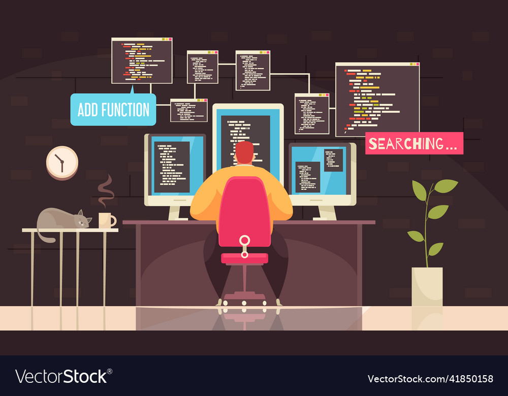 Programmer work background Royalty Free Vector Image