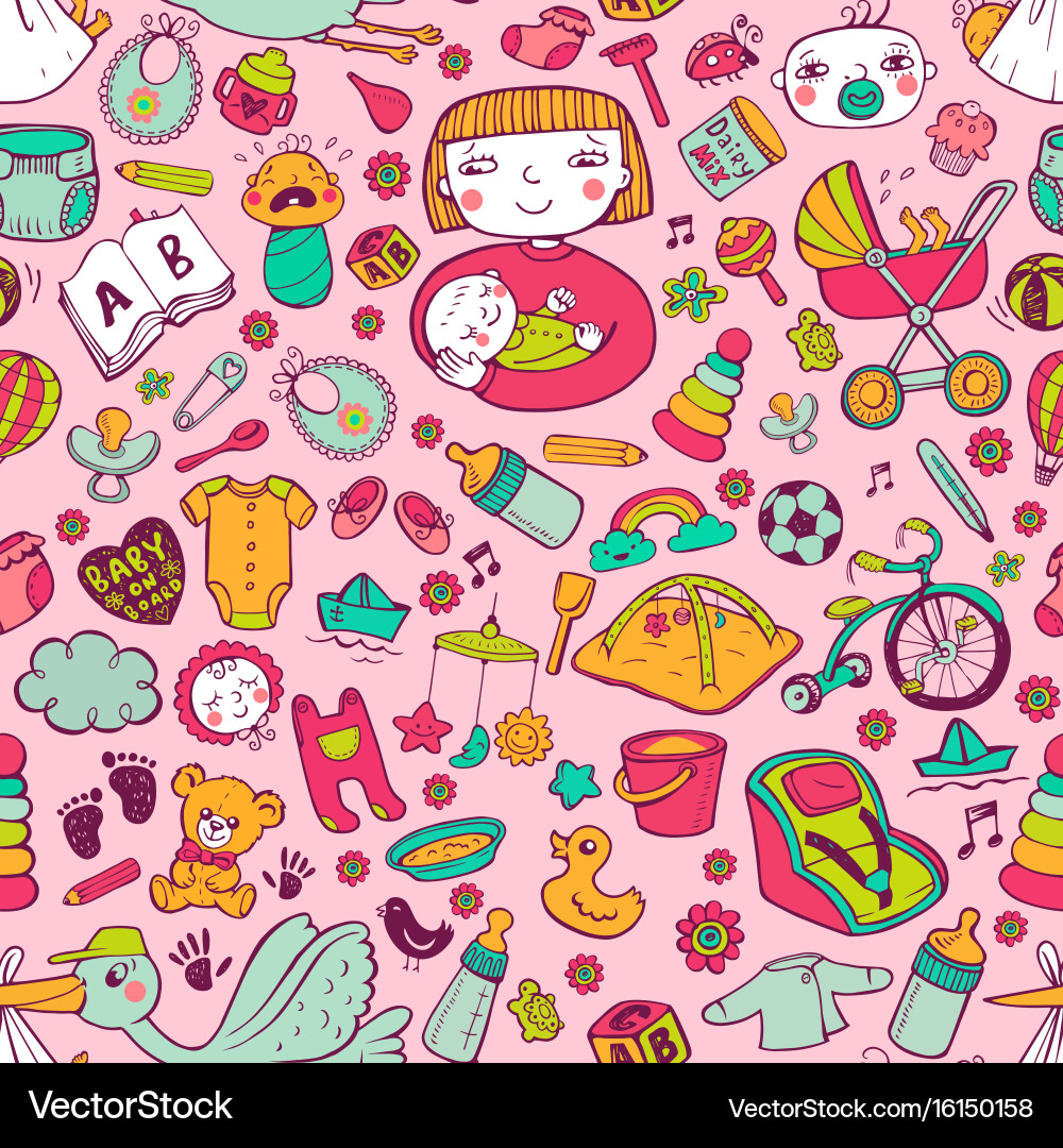 Seamless background baby care Royalty Free Vector Image
