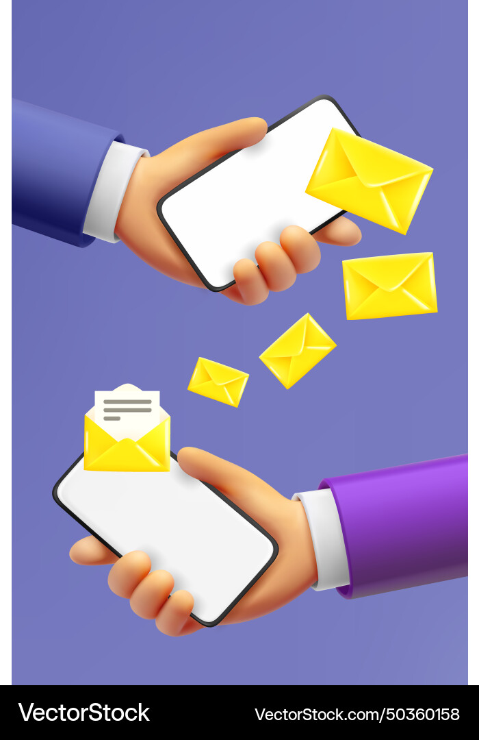 Sending messages to friend 3d Royalty Free Vector Image
