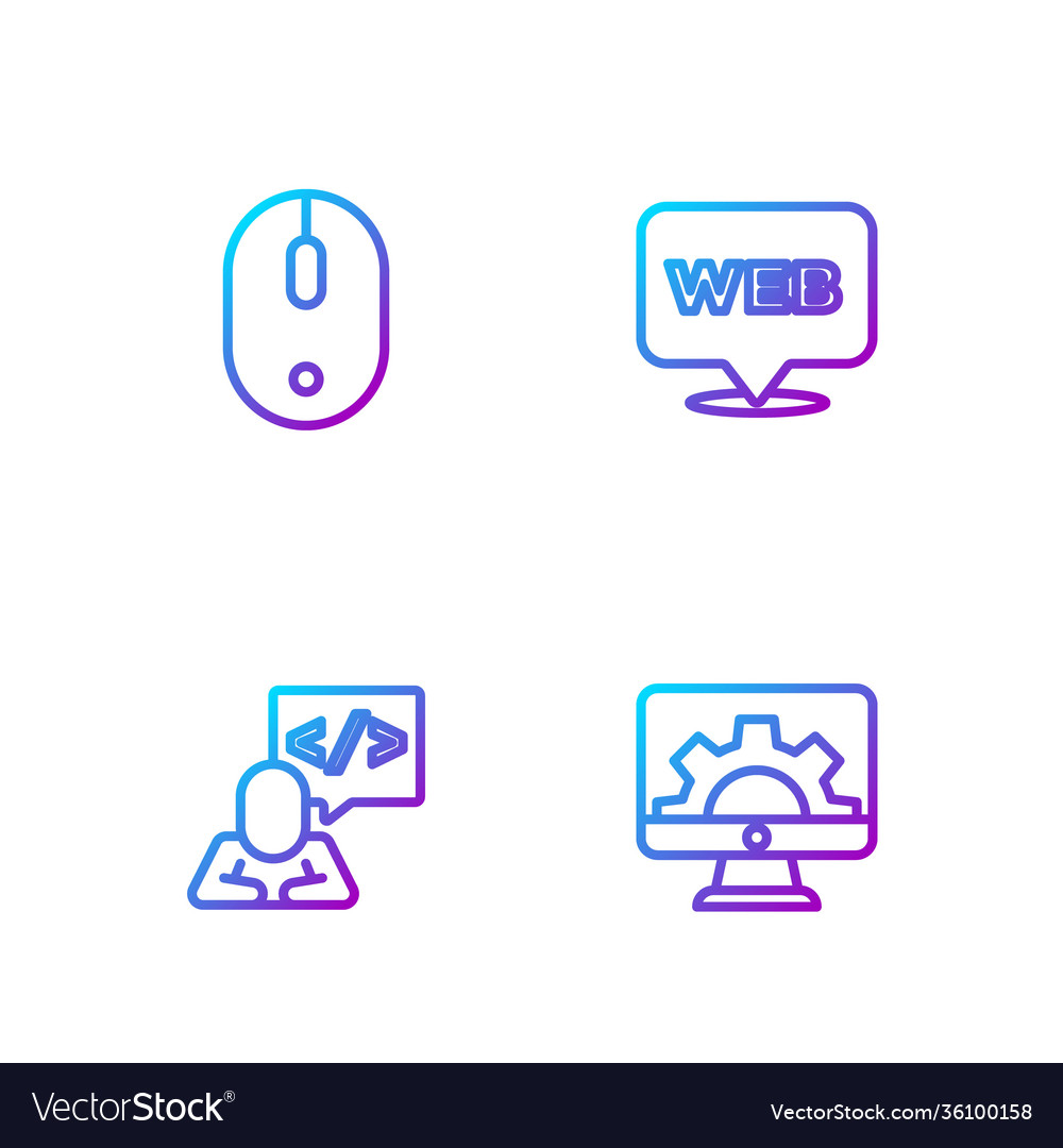 Set line web development front end computer Vector Image
