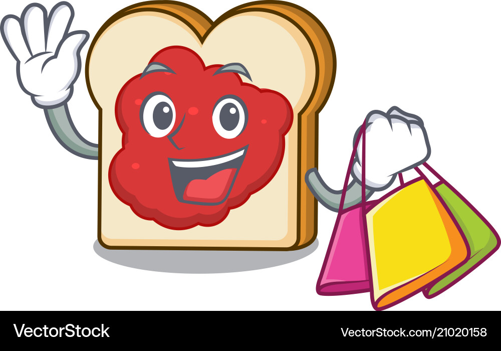 Shopping bread with jam character cartoon Vector Image