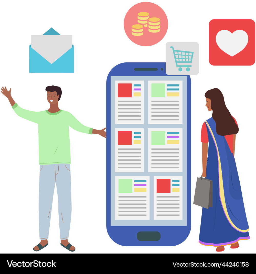 Social media access via smartphone suitable Vector Image