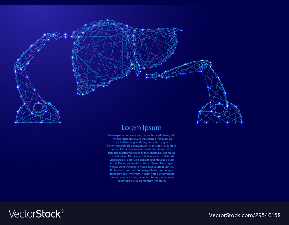 Surgical operation on human liver robotic Vector Image