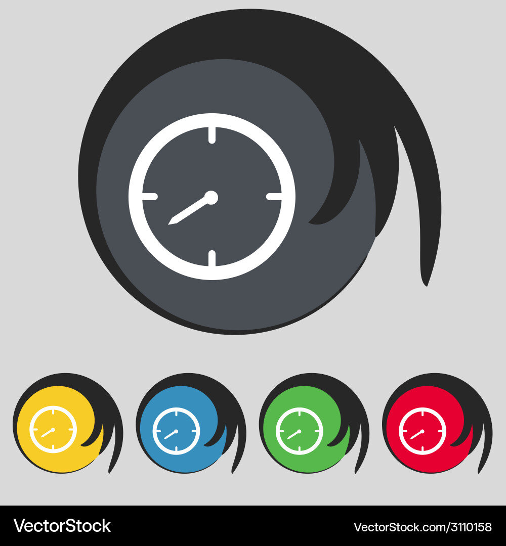 Timer sign icon stopwatch symbol set colourful Vector Image