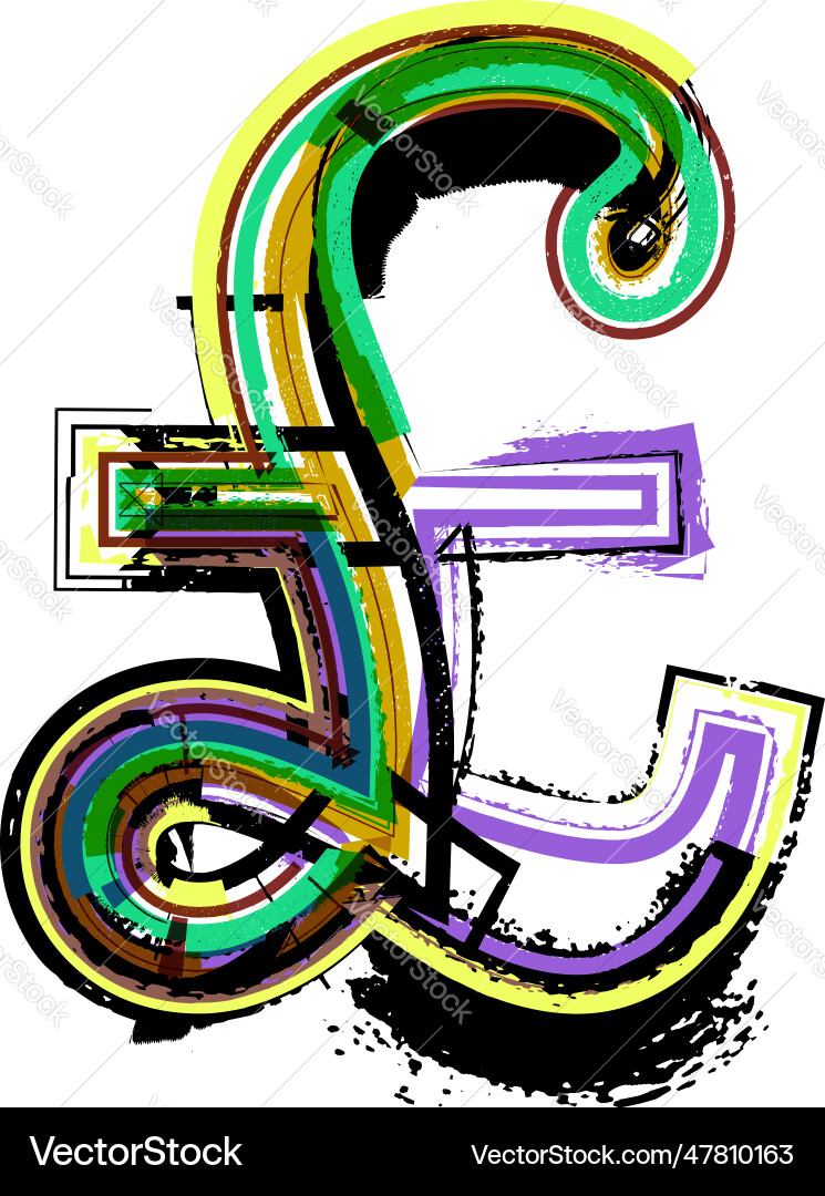 Art sketched pound symbols fonts Royalty Free Vector Image