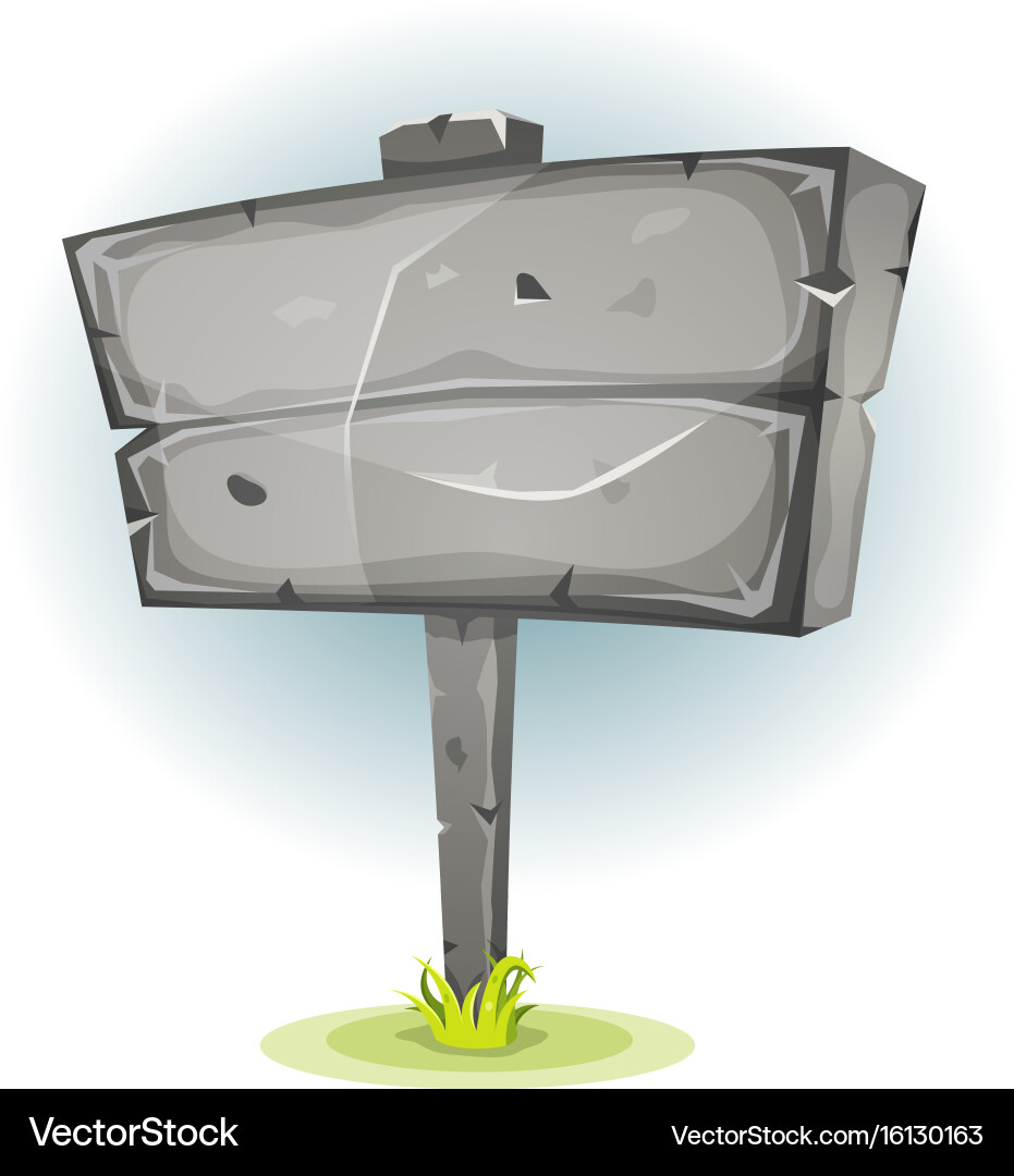 Cartoon stone advertising sign Royalty Free Vector Image