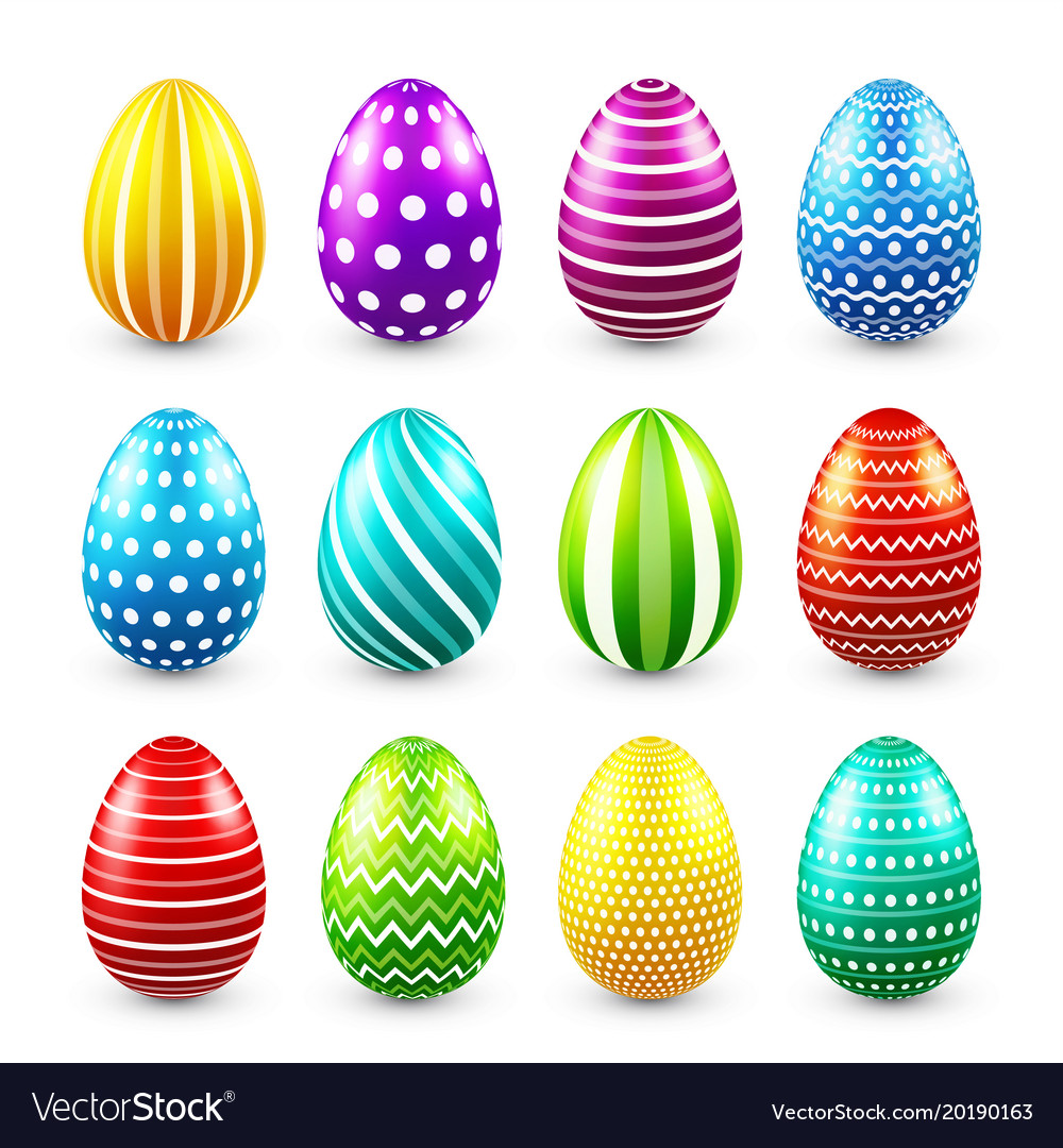 Easter eggs colored set spring holidays in april Vector Image