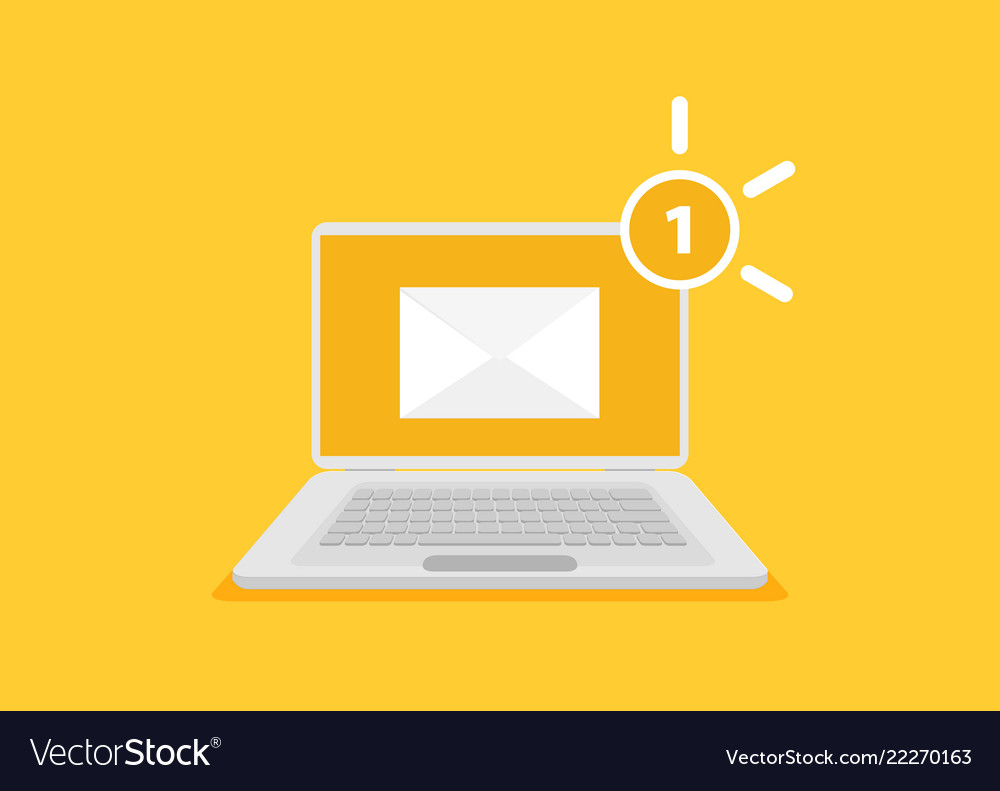 Flat One Unread Email Message In Laptop Royalty Free Vector flat-one-unread-email-message-in-laptop-royalty-free-vector
