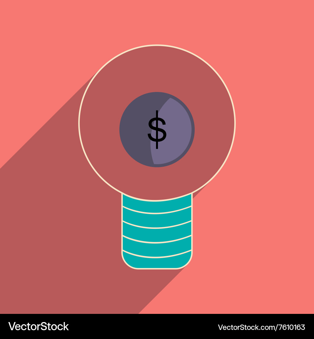 Flat with shadow icon dollar bulb inside Vector Image