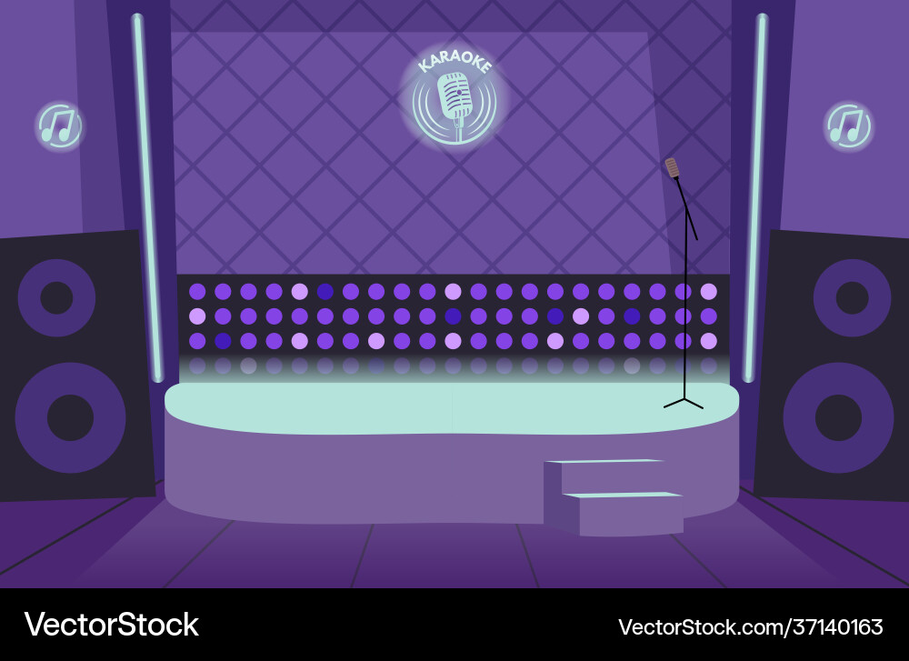 Karaoke bar interior empty stage lights Royalty Free Vector