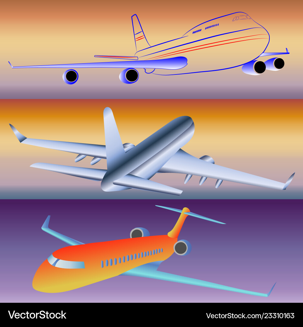 Models of passenger aircraft Royalty Free Vector Image