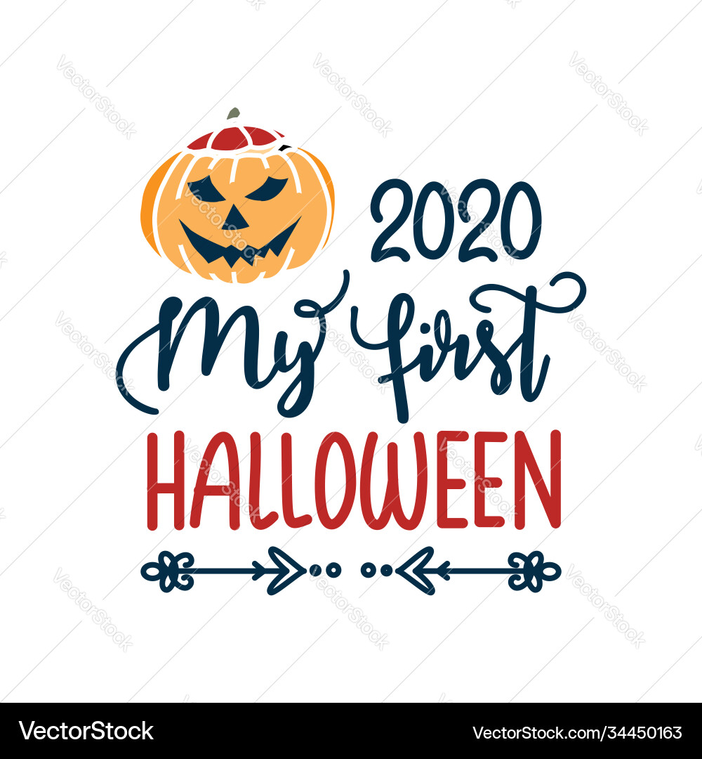 My first halloween design card isolated on white Vector Image