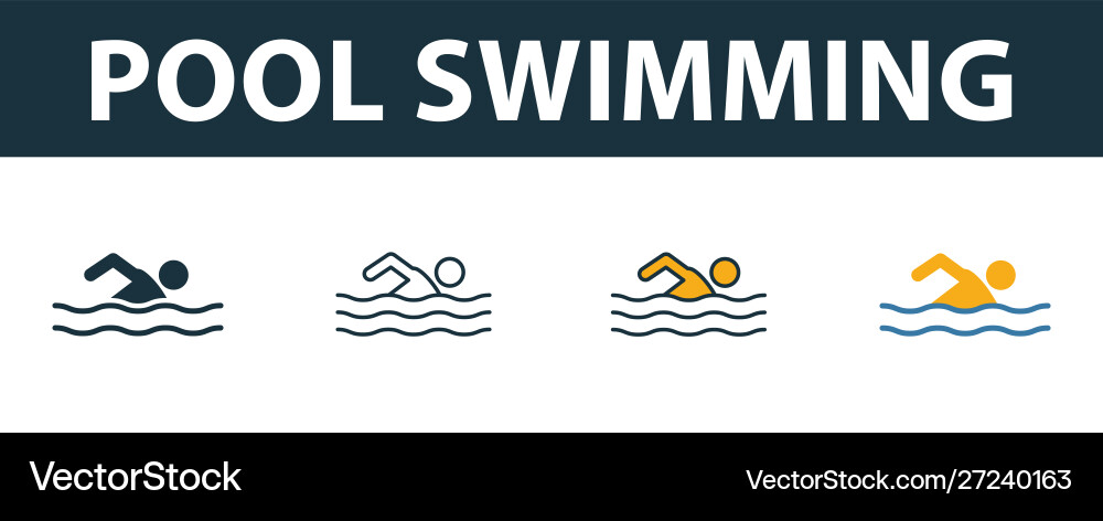 Pool swimming icon set premium symbol Royalty Free Vector