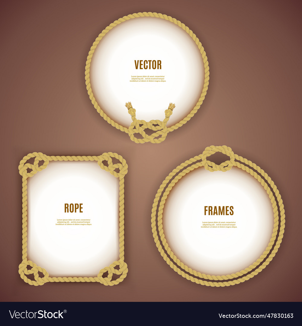 Round and square rope frames Royalty Free Vector Image