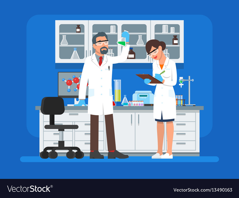 Scientists working Royalty Free Vector Image - VectorStock