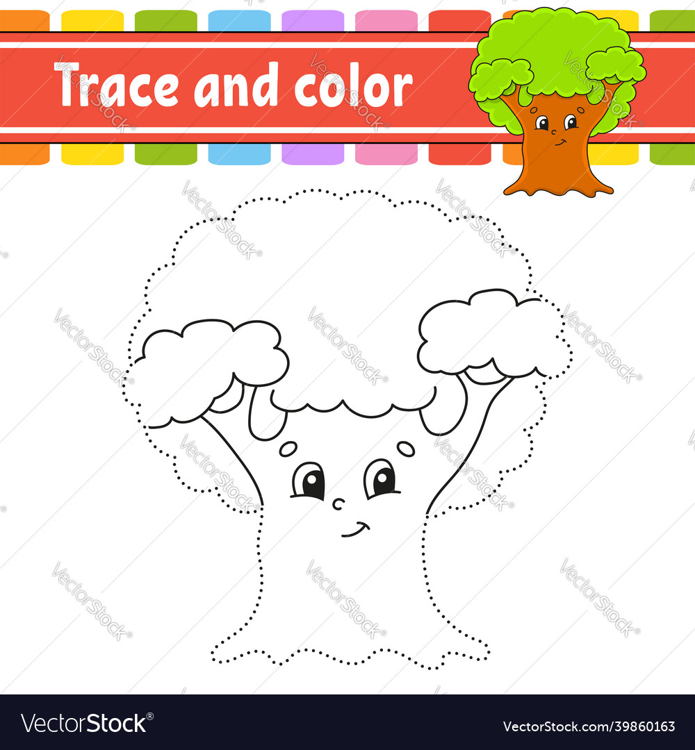 Trace and color coloring page for kids Royalty Free Vector