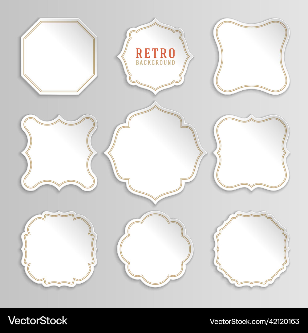 Vintage white stickers and labels set Royalty Free Vector