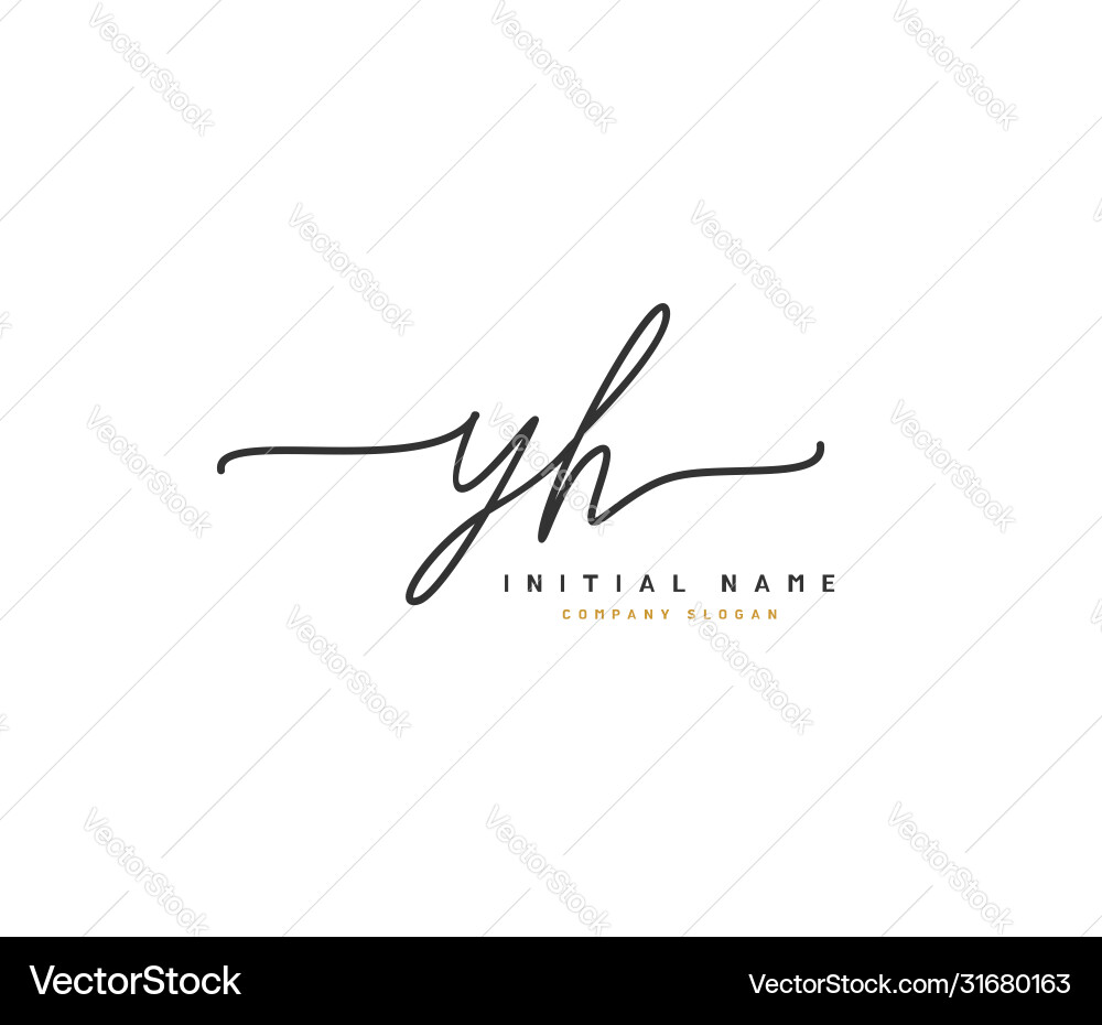 Y h yh beauty initial logo handwriting Royalty Free Vector