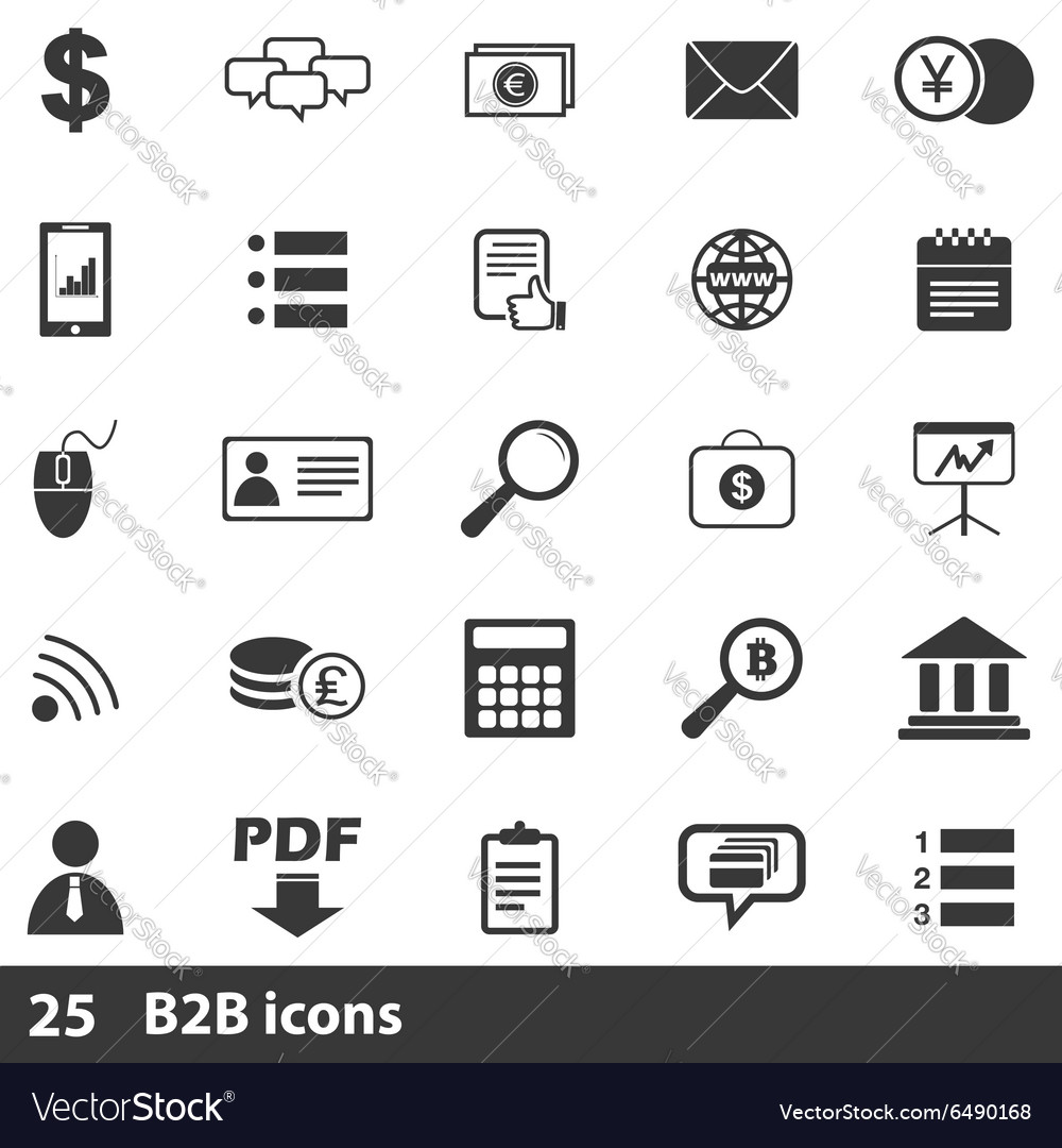 25 b2b basic icons set Royalty Free Vector Image