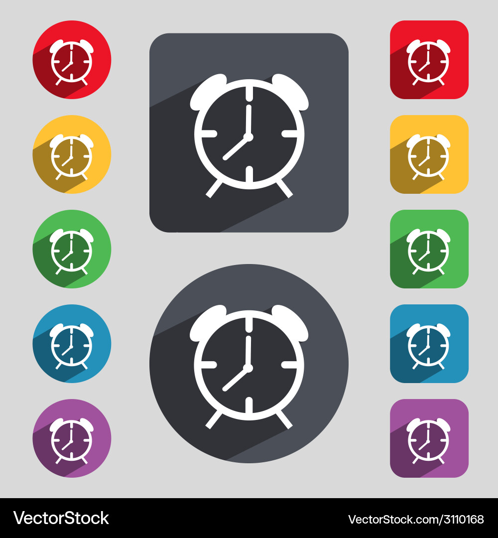 Alarm clock sign icon wake up symbol set Vector Image
