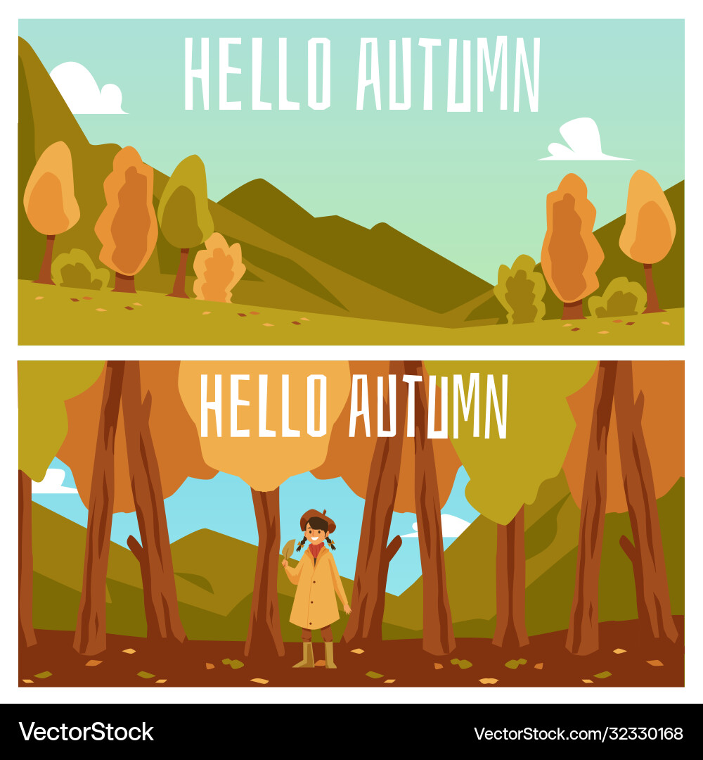 Autumn banners design with fall season landscape Vector Image