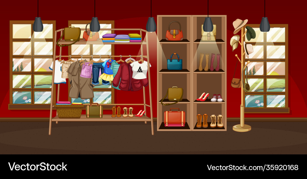 Clothes hanging on a rack Royalty Free Vector Image
