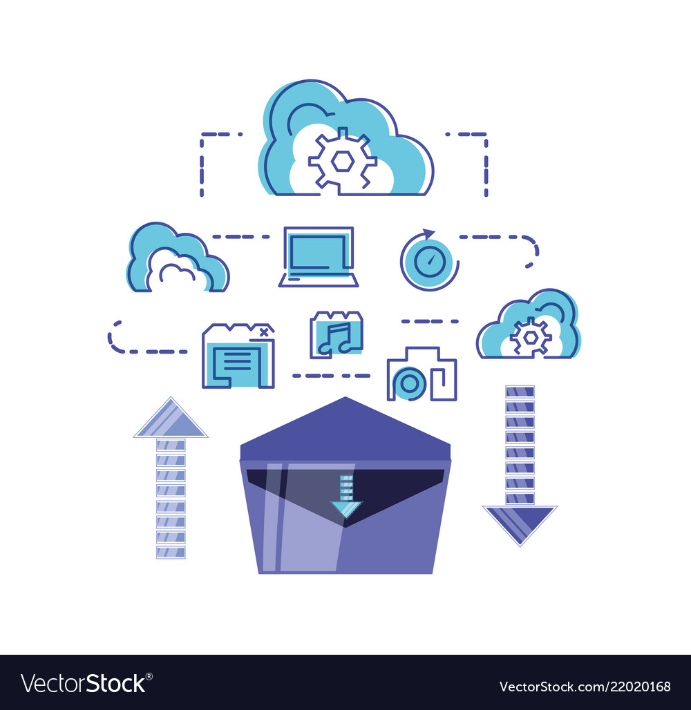 Cloud computing network with envelope Royalty Free Vector