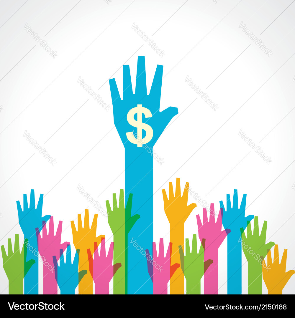 Colorful helping hand with dollar symbol Vector Image
