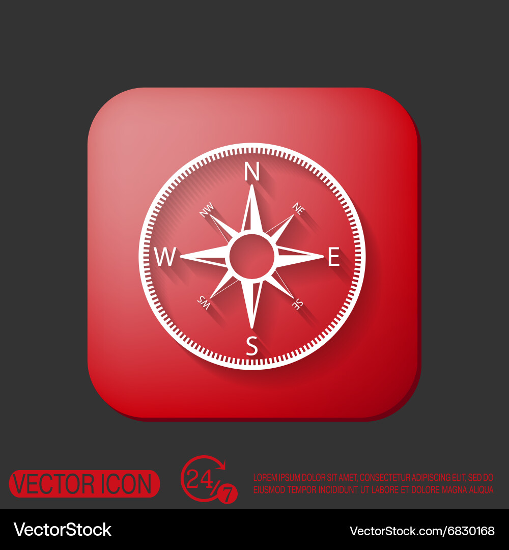 Compass icon orienteering traveling or camping Vector Image