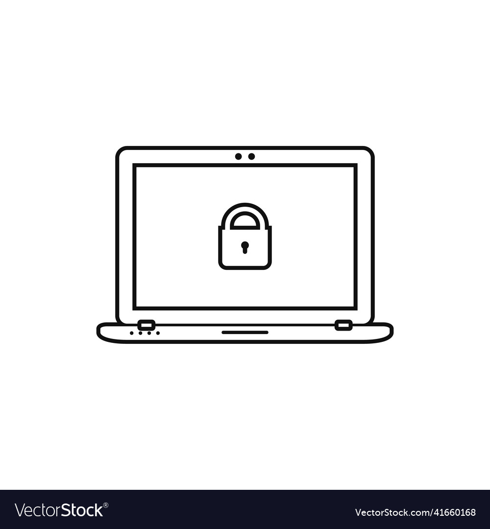 Computer security line icon flat style eps Vector Image