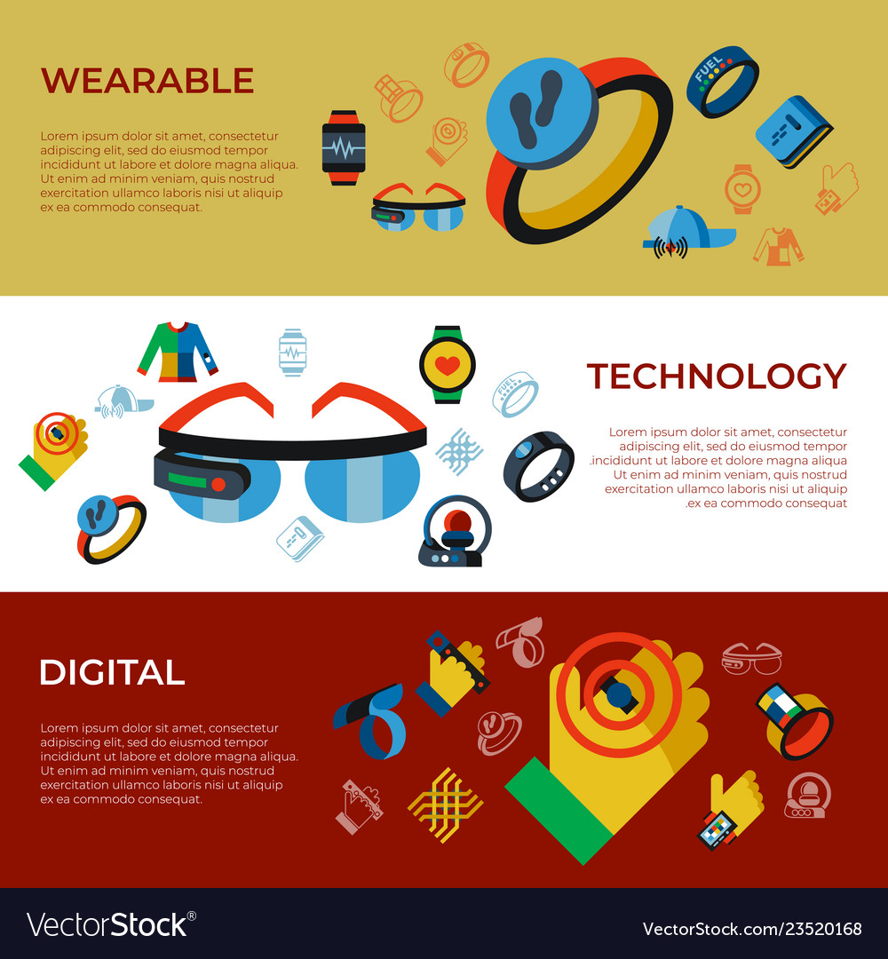 Digital wearable technology icons set Royalty Free Vector Digital wearable technology icons set Royalty Free Vector