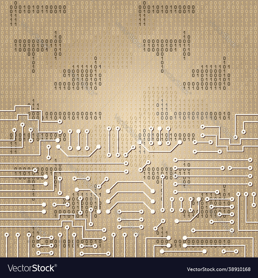 Electronic circuit and binary code Royalty Free Vector Image