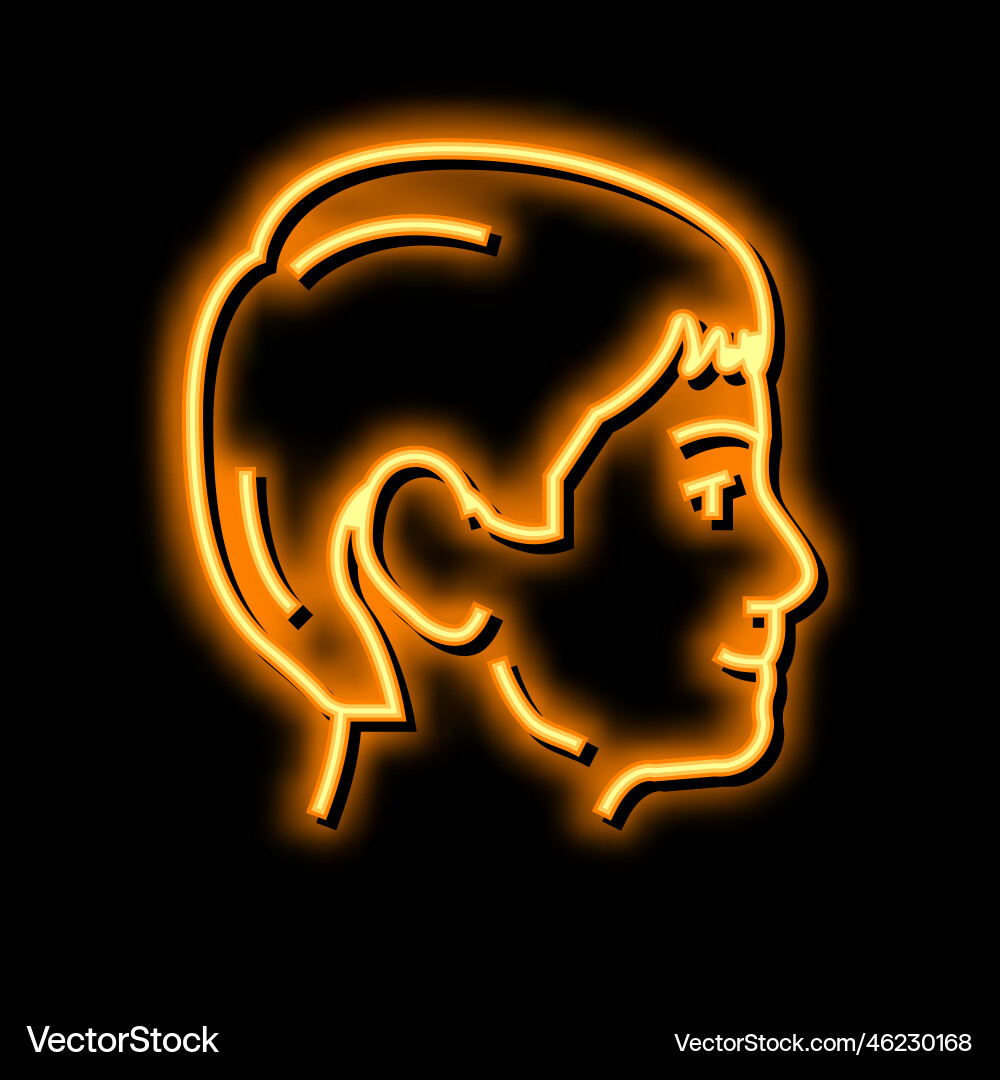 Face kid male neon glow icon Royalty Free Vector Image