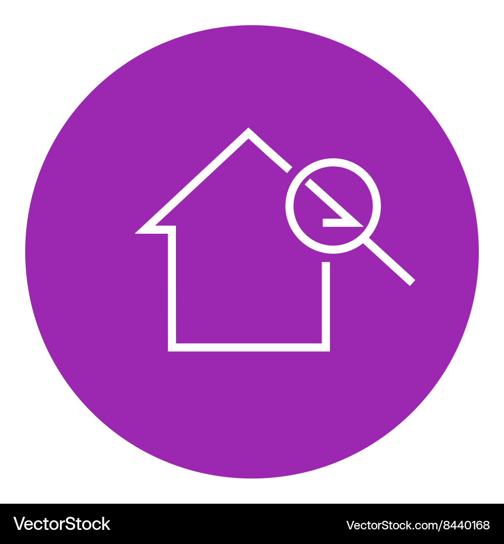 House and magnifying glass line icon Royalty Free Vector