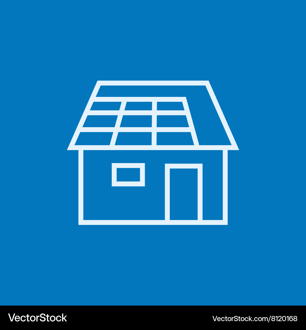 House with solar panel line icon Royalty Free Vector Image